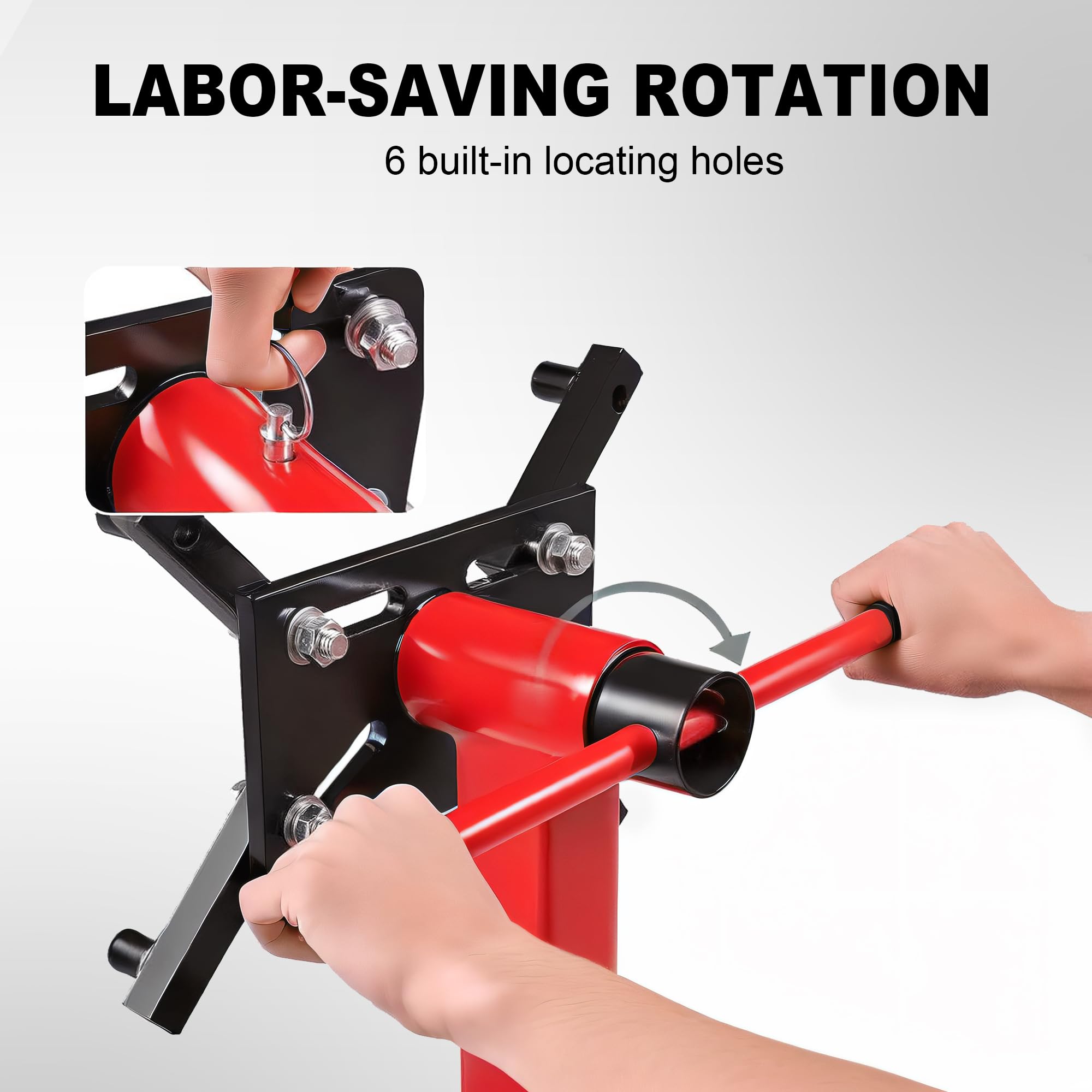 BIG RED TAM25671 Torin Steel Rotating Engine Stand with 360 Degree Adjustable Mounting Head and Extra Tool Storage Tray: 5/8 Ton (1,250 lb) Capacity, Red