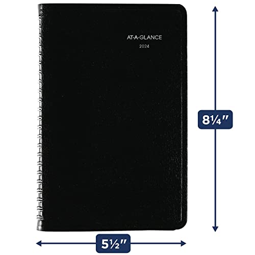 AT-A-GLANCE 2024 Weekly Appointment Book & Planner, DayMinder, 5" x 8", Small, Spiral Bound, Black (G2000024)