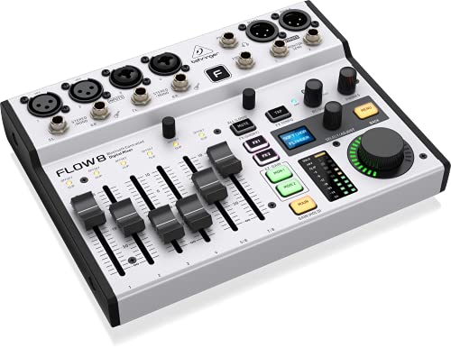Behringer FLOW 8 8-Input Digital Mixer with Bluetooth Audio and App Control, 60 mm Channel Faders, 2 FX Processors and USB/Audio Interface