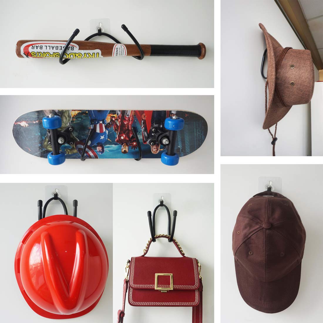 Cowboy Hat Rack , Hat Holder , Hat Organizer, Hat Wall Mount display , Hat bracket Hook, Hat Hangers, - No drilling, No installation tool required , Stick-On, Strong Self-adhesive(hold up to 15 Lb.)