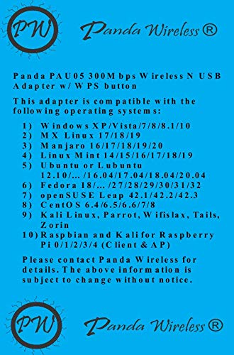 Panda 300Mbps Wireless N USB Adapter - Windows Vista/7/8/8.1/10, Mint, Ubuntu, Fedora, openSUSE, Centos, Lubuntu, Zorin, Kali Linux and Raspbian Wheezy