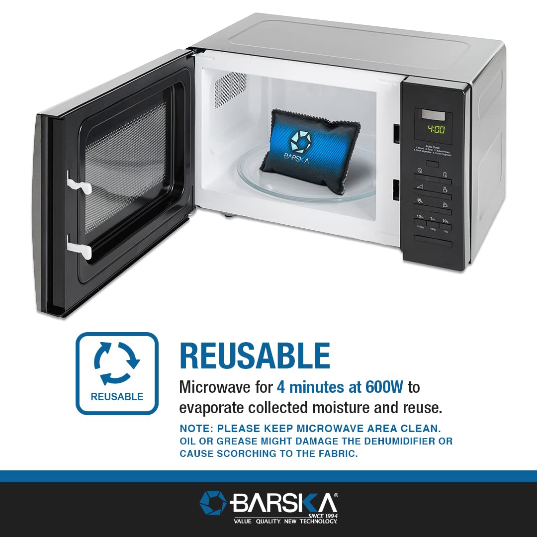BARSKA Rechargeable Desiccant Dehumidifier - Safe Moisture Absorber for Home Closets, Gun Safes, Basement, Garage, Cars - Microwaveable - Portable Blue Dehumidifying Solution