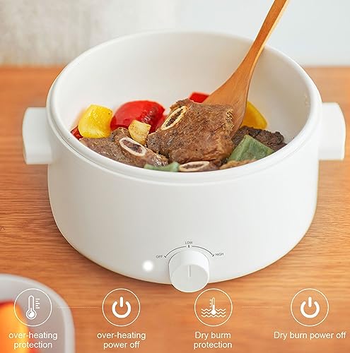 Olayks 3L Electric Pot for Cooking, Ceramic Glaze Non-Stick Shabu Shabu Pot Electric with Adjustable Power Control for Shabu Shabu, Noodles, Sauté, Soup, Steak, Stir Fry, Eggs