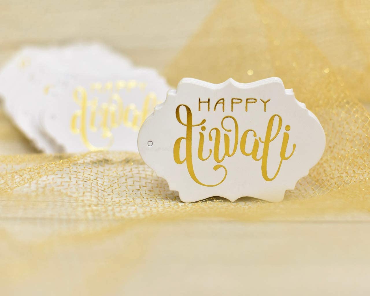 Confetti! Happy Diwali Gift Tags Gold Foil - Fancy Frame Gift Tags for Diwali Gifting (Pack of 50)…