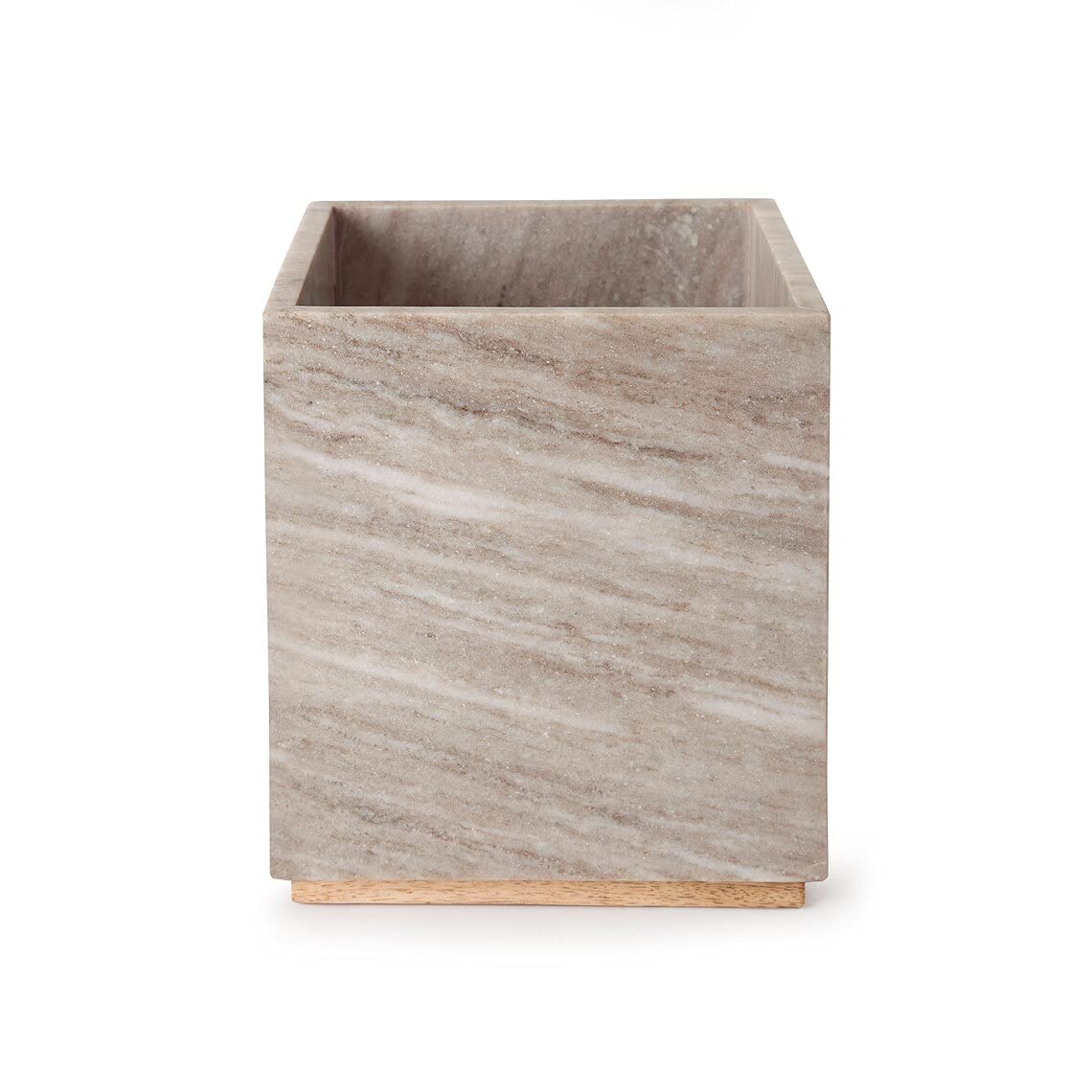 Turin Marble and Mango Wood Bath Accessories-Waste Basket