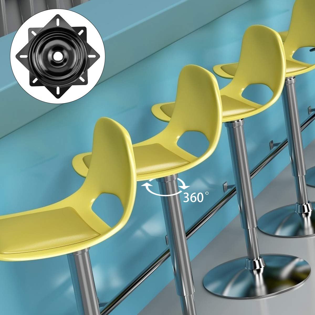 Ball Bearing Swivel Plate 7inch Heavy Duty Seat Base 0.8inch Thickness 360° Bar Stool Replacement for Chair Boat Table (7 inch), Black