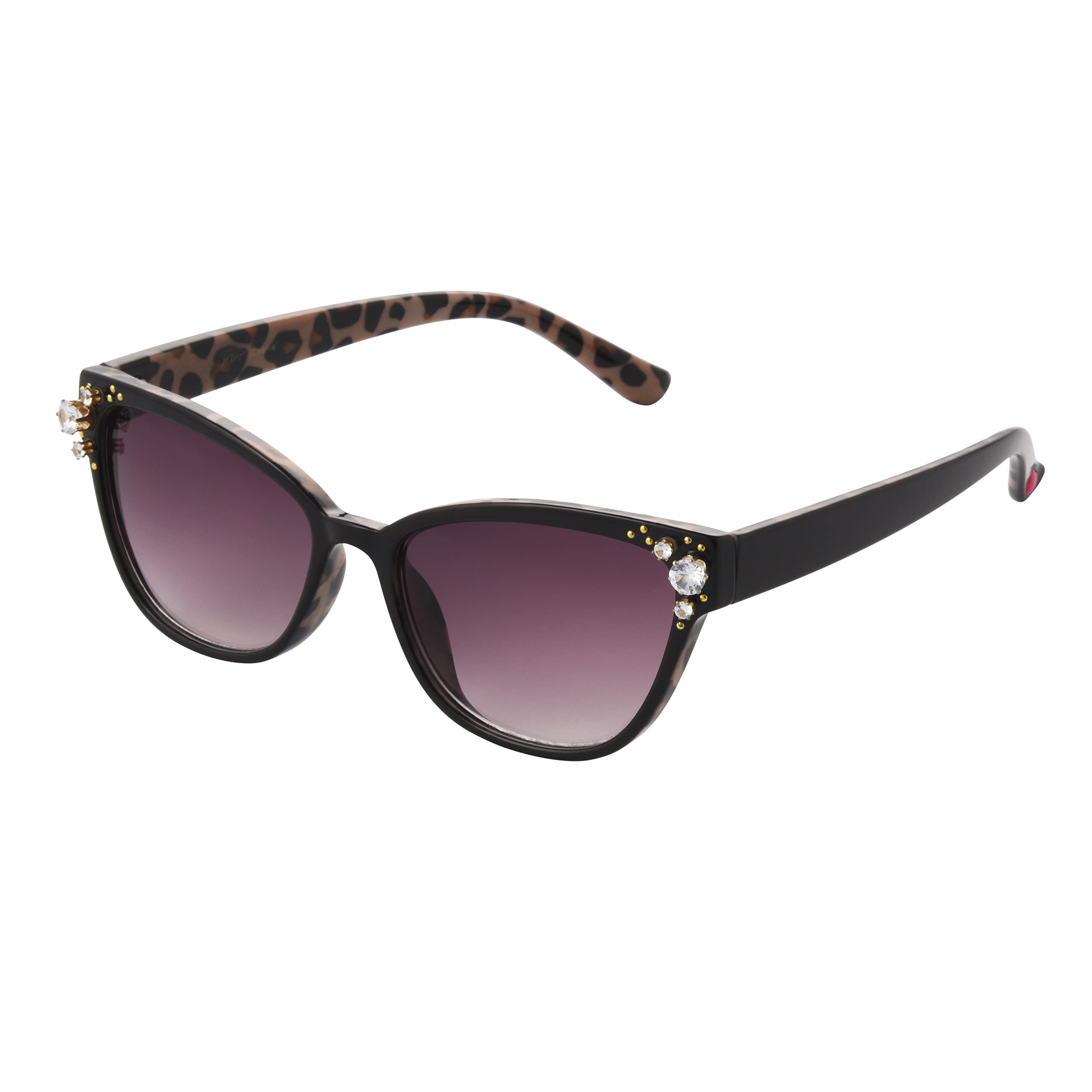 Betsey Johnson Women's Queen Sunglasses Cateye, Crystal Grey with Glitter, 53mm