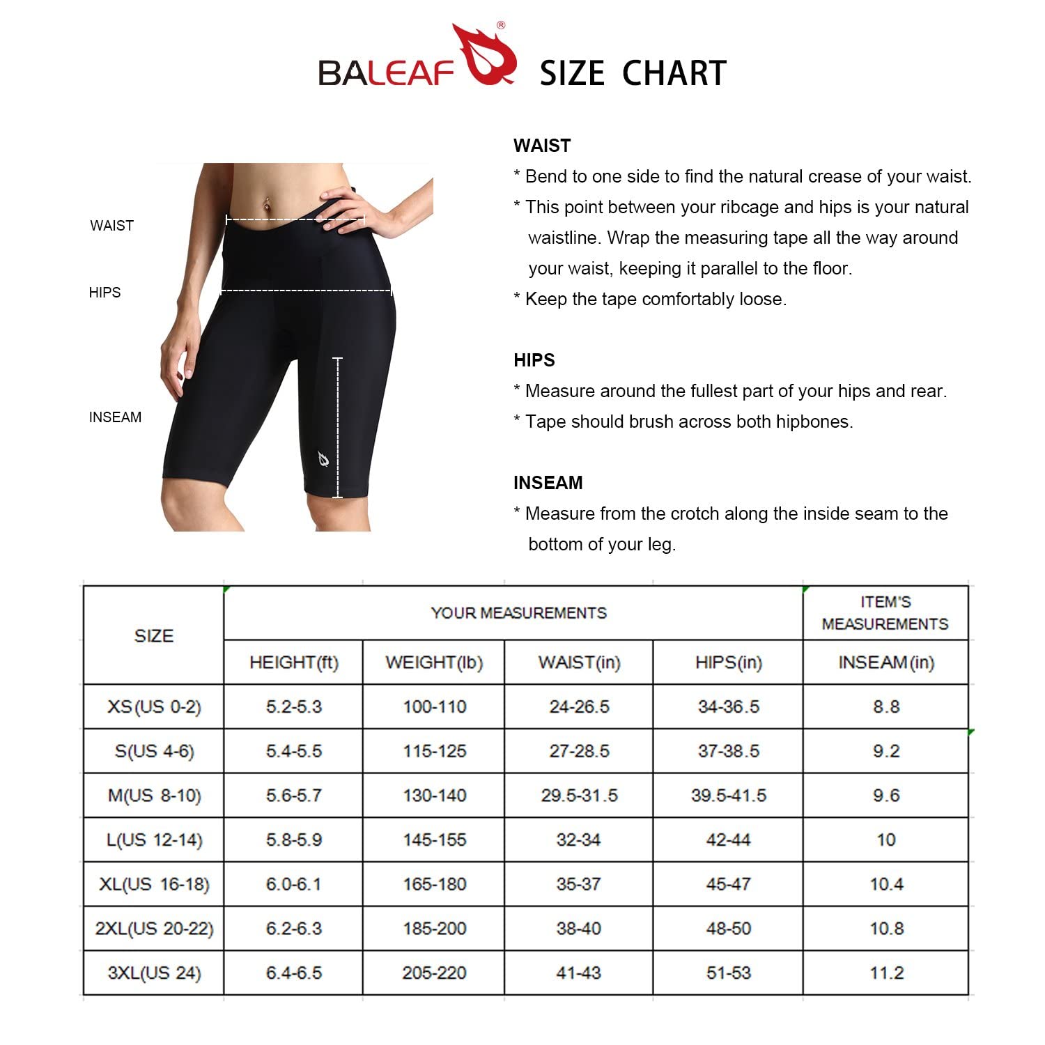 BALEAF Womens Cycling Bike Shorts, Padded Bicycle Biking Spin Biker Shorts Padding UPF50+, Medium, 03-black-no Pocket