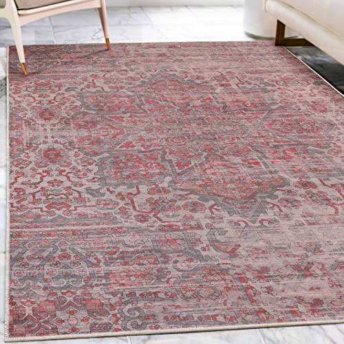 BNM Indoor Area Rug, Non-Slip Backing for Kids or Pets, Entryway, Living Room, Kitchen, Dorm, Bedroom, Hallway, Machine Washable Rugs, Floor Cover, Bohemian Rustic Home Decor, 6' x 9', Teal