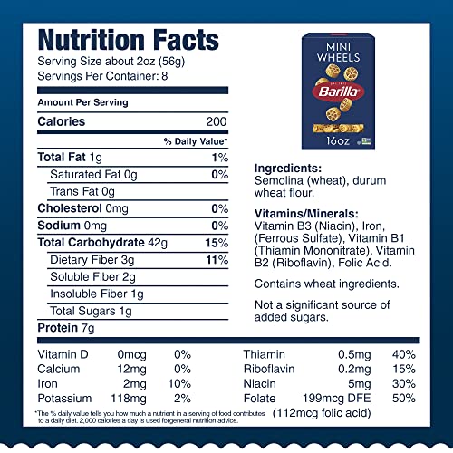 Barilla Mini Wheels Pasta, 16 oz. Box - Non-GMO Pasta Made with Durum Wheat Semolina - Kosher Certified Pasta
