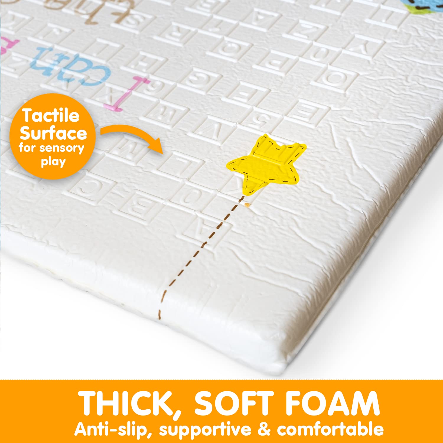 Bammax X-Large Waterproof Foam Padded Baby Play Mat | Reversible & Foldable | Safe & Thick Baby Foam Play Mat | 70" x 78" | Use as Baby Crawling Mat or Kids Play Mat for Floor | Includes Travel Bag