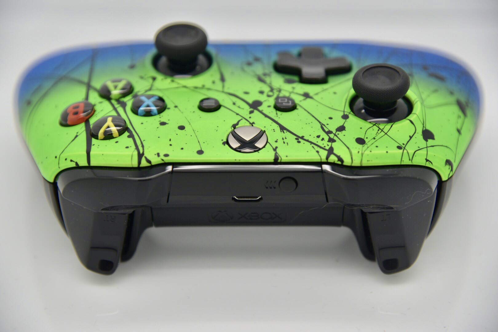 Hand Airbrushed Fade Custom Controller - Compatible with Xbox One (Matte Green & Blue)