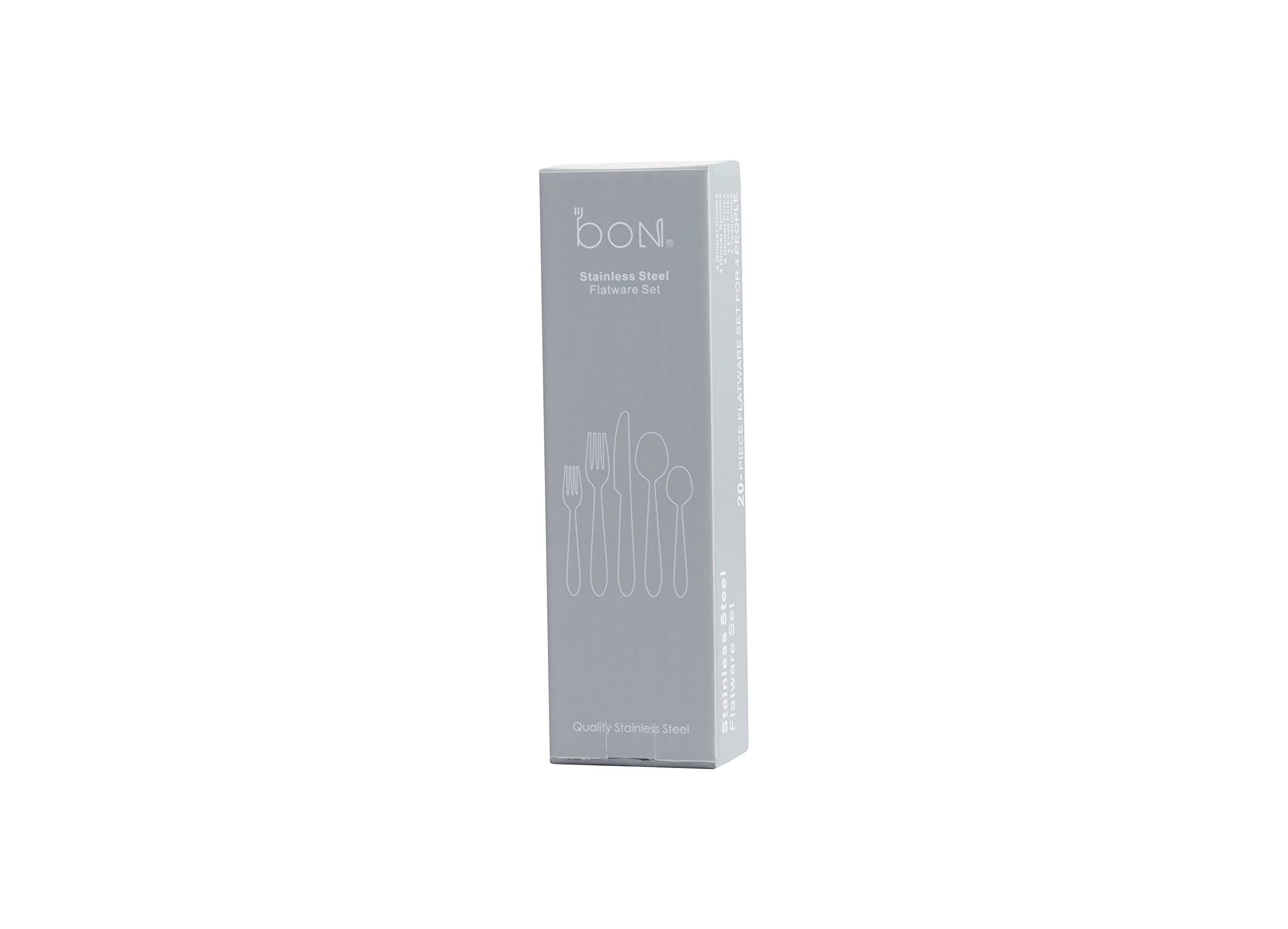 Bon Mosaic 20-Piece Stainless Steel Flatware Silverware Cutlery Set, Include Knife/Fork/Spoon, Mirror Polished, Dishwasher Safe, Service for 4