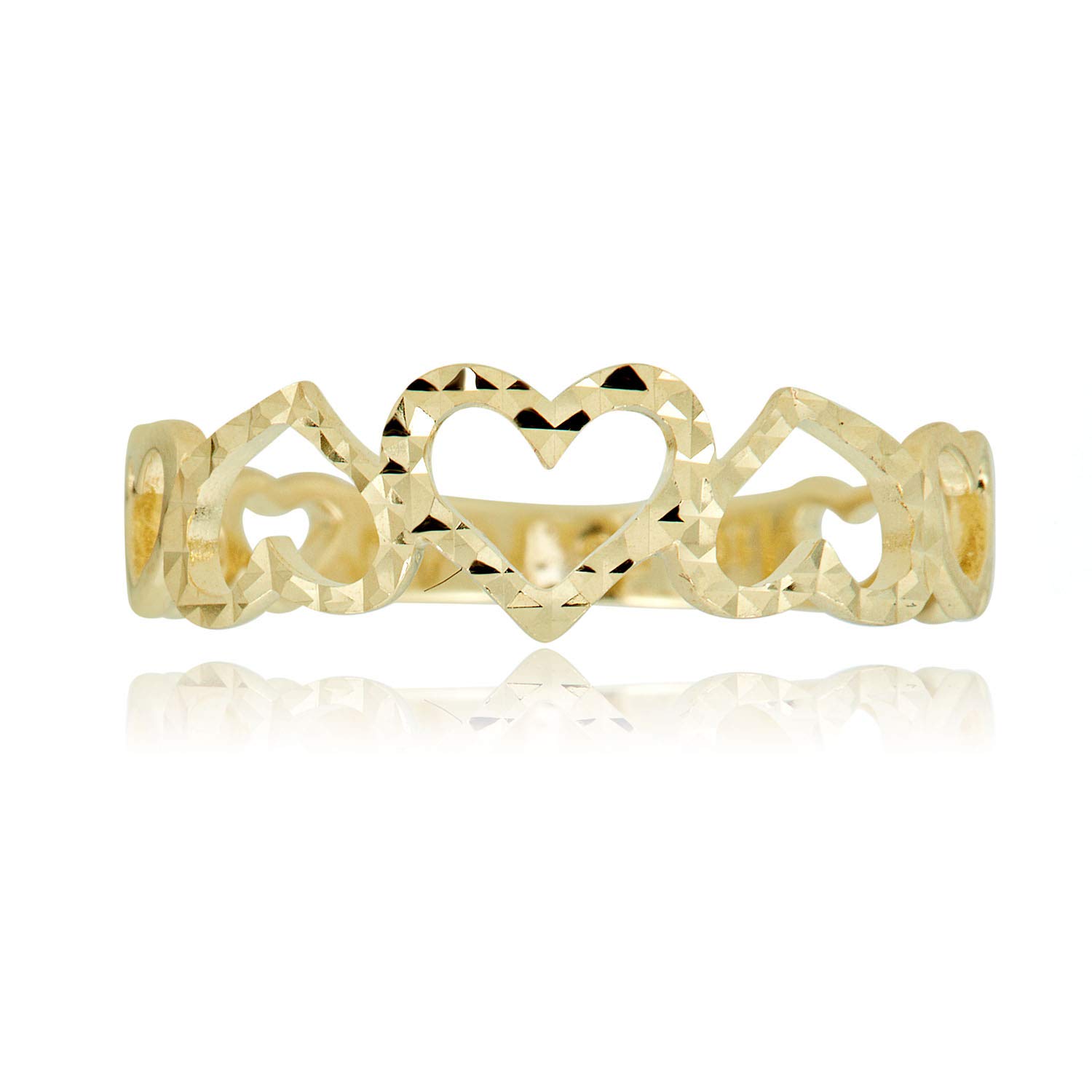 AVORA 10K Yellow Gold Open Heart Band Fashion Ring - Size 7