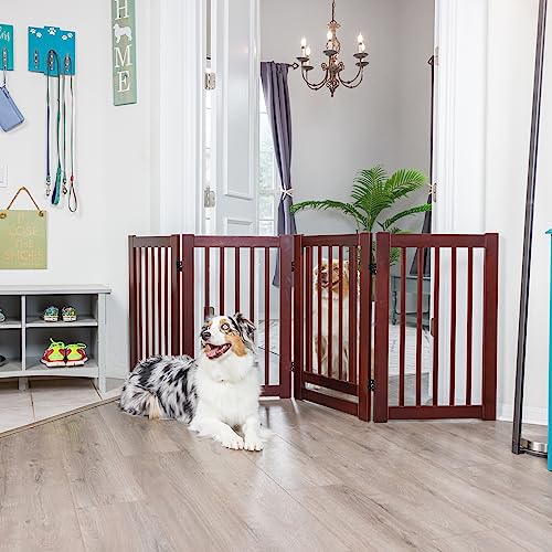 Primetime Petz 360 Configurable Dog Gate with Door โ Indoor Freestanding Walk Through Wood Pet Gate,Walnut