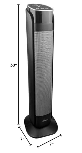 WarmWave Deluxe Digital 30" Ceramic Oscillating Tower Space Heater with Remote Control, Black