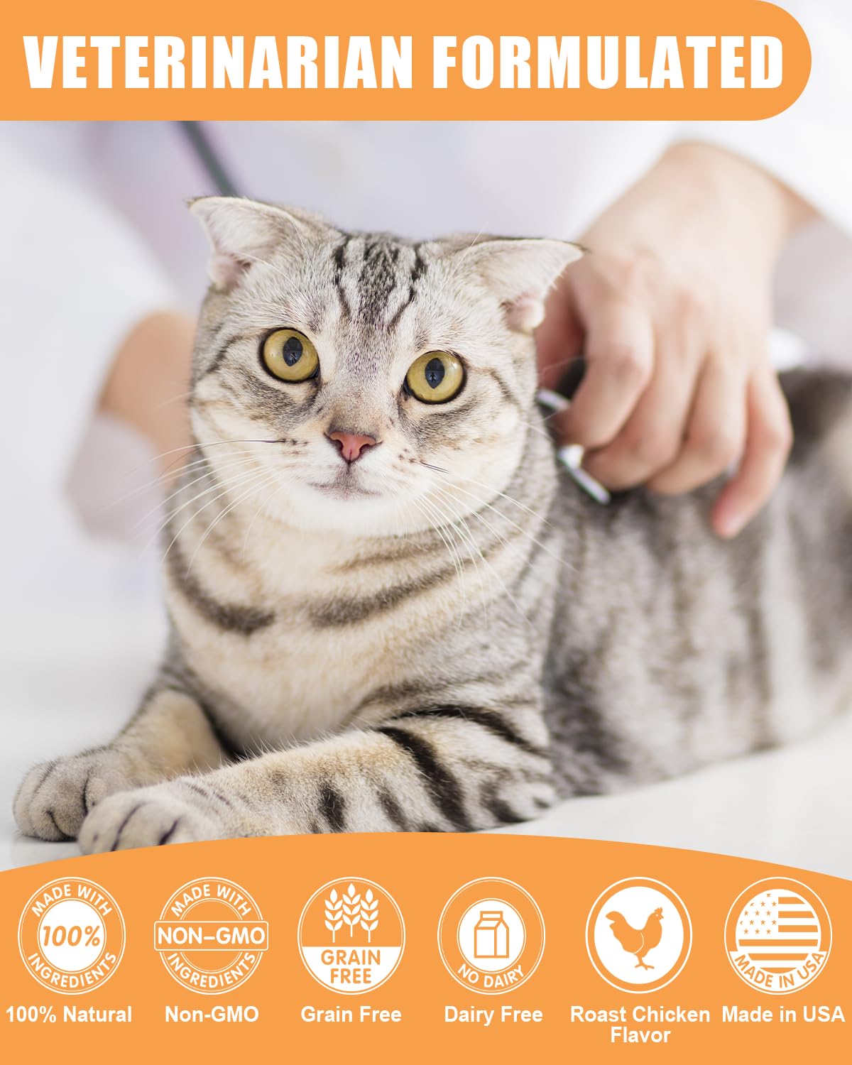 Cat Melatonin | 60ML Melatonin for Cats Supports Falling Asleep | Cat Melatonin Drop | Cat Sleep Aid | Cat Calming | Cat Anxiety Relief | Stress Relief for Cats | 2 fl oz, Roast Chicken Flavor