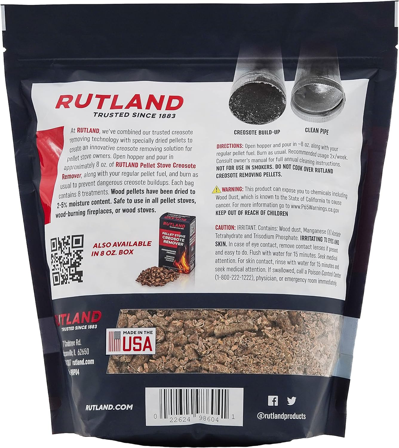 RUTLAND PRODUCTS Pellet Stove Creosote Remover, Chimney & Flue Cleaning Wood Pellets, 4 Pound Bag
