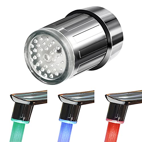 Betus Water Faucet Temperature Sensor - 3-Color LED Fancy Gradient Thermal Detector Color Changing Faucet by Varied Water Temperature - Utility Sink Tap Replacement Part for Kitchen