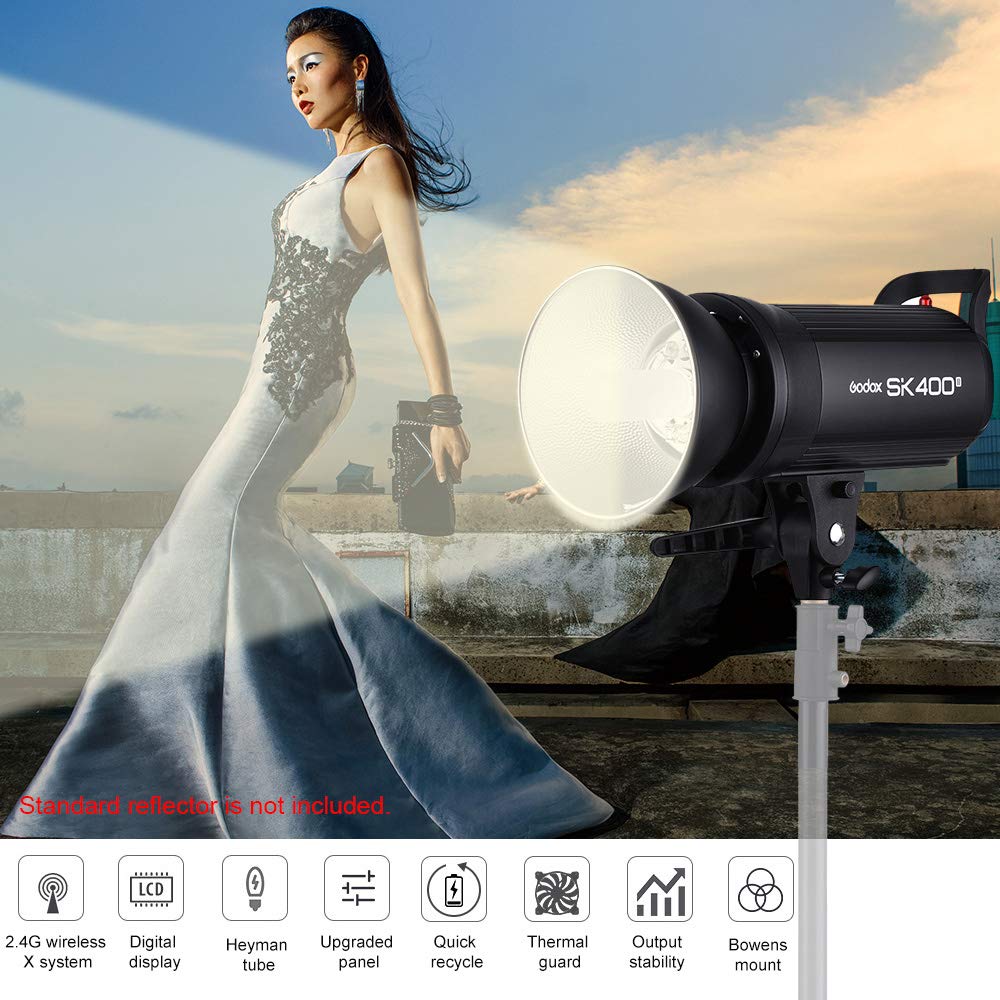 GODOX SK400II Studio Flash Strobe Light Built-in Godox 2.4G Wireless X System GN65 5600K with 150W Modeling Lamp for E-Commerce Product Portrait Lifestyle Photography+ Godox Barn Door Barndoor Kit