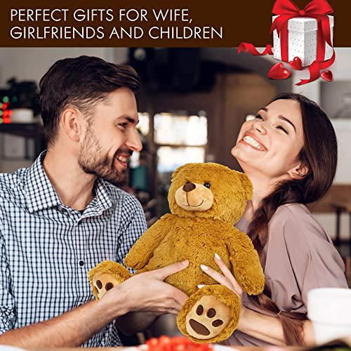 LotFancy Teddy Bear Stuffed Animals, 20 inch Soft Cuddly Stuffed Plush Bear, Cute Stuffed Animals Toy with Footprints, Gifts for Kids Baby Toddlers on Baby Shower, Valentine's Day, Brown