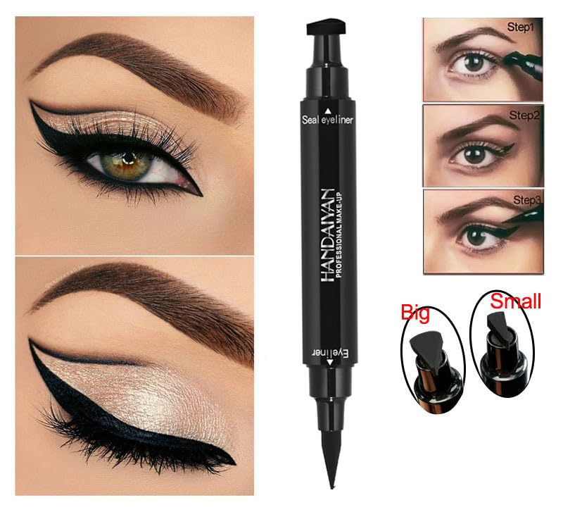 BONNIESTORE Winged Eyeliner Stamp 2 Pack,Dual-ended Eyeliner Stamp for Perfect Wing Cat Eyes,Long Lasting Liquid Eyeliner Pen Waterproof Smudge Proof Smudge Proof for All Eye Shapes