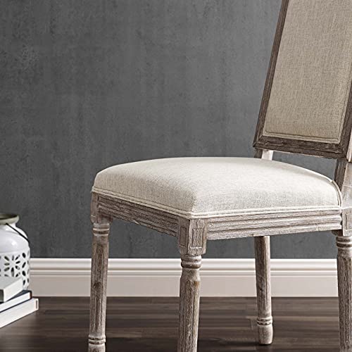Modway Court French Vintage Upholstered Fabric Dining Chair in Beige