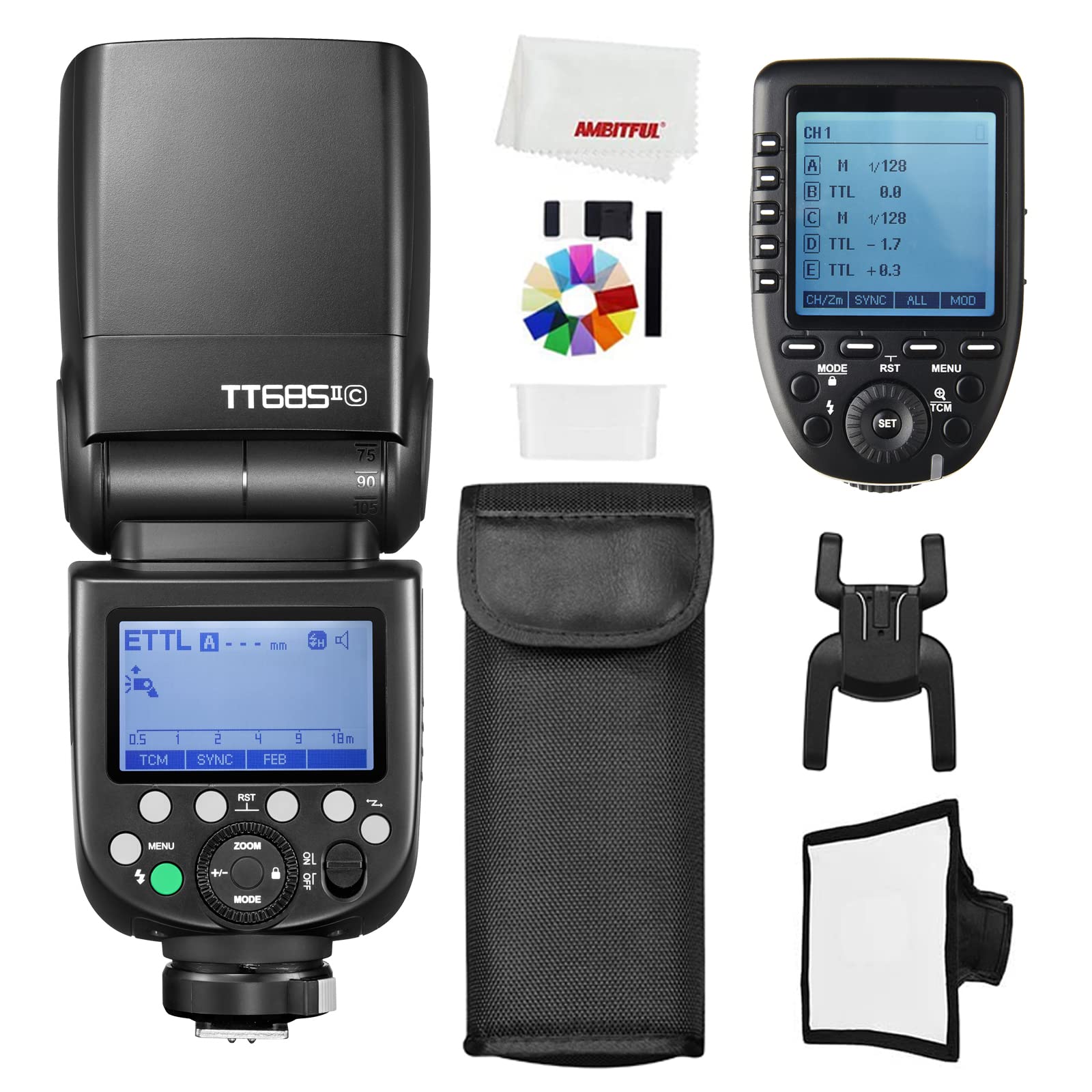 Godox TT685II-C E-TTL Speedlite High-Speed Sync,2.4G Wireless X System,with XPRO-C Wireless Trigger Compatible for Canon Flash 1100D 1000D 7D 6D 60D 50D 600D 500D