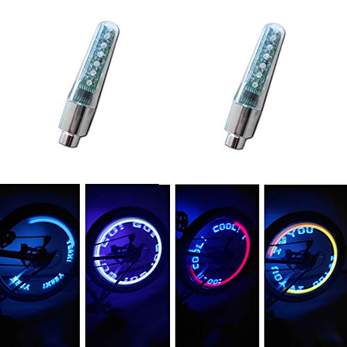 BFVV LED Bike Tire Valve Stem Light Waterproof Bicycle Wheel Neon Flashing Lamp - Vabration Sensor Cool Safe Accessories for Front & Rear Wheel 2 Pack