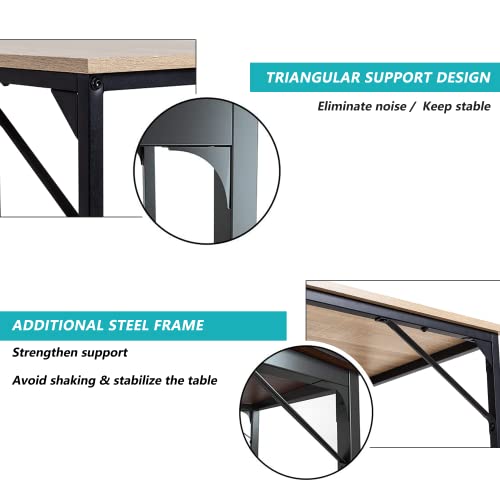 BestOffice Gaming Home Office Writing Study Table Modern Simple Style PC Desk with Metal Frame,Nature