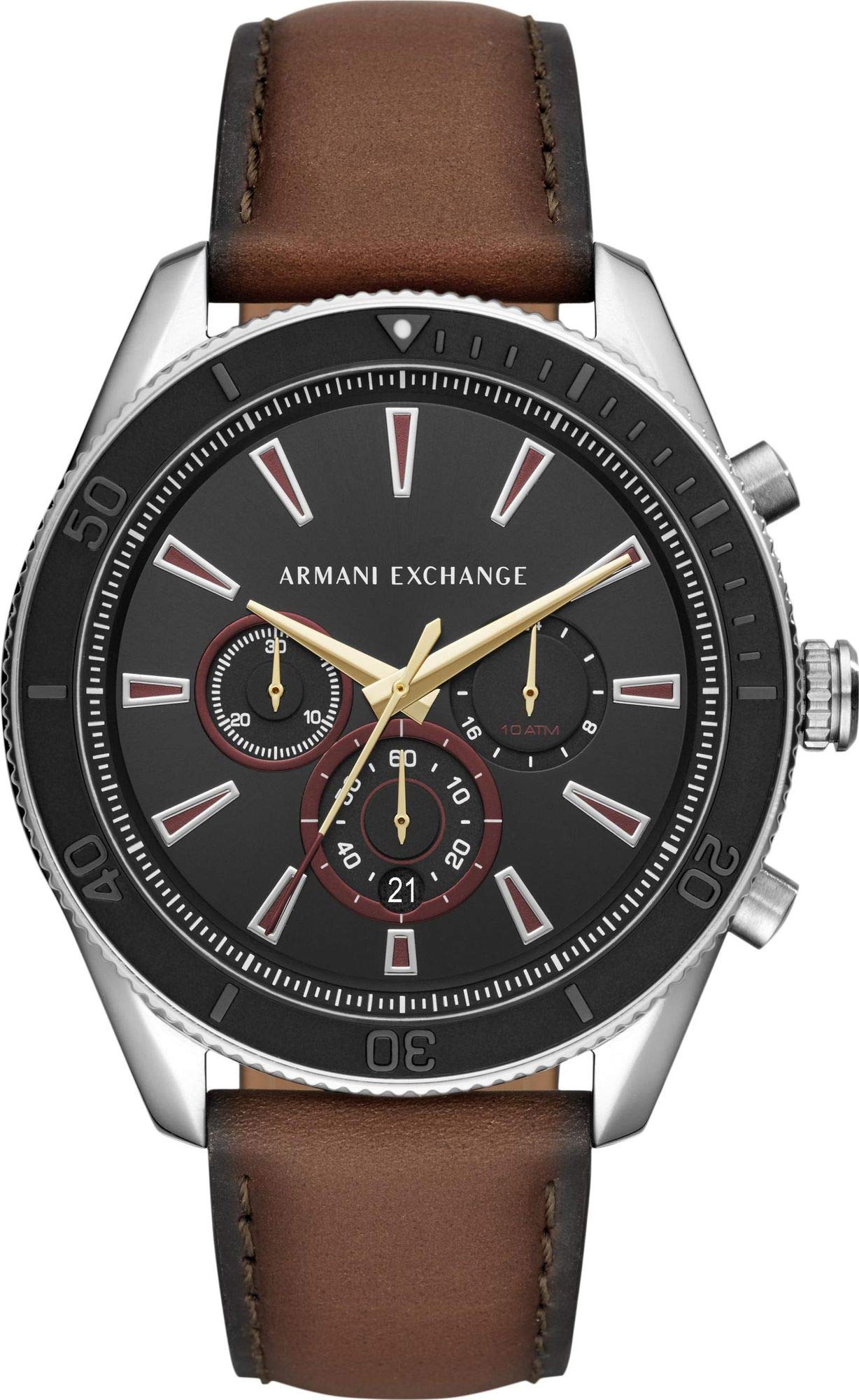 AX ARMANI EXCHANGE Men's Leather Watch, Color: Brown (Model: AX1822)