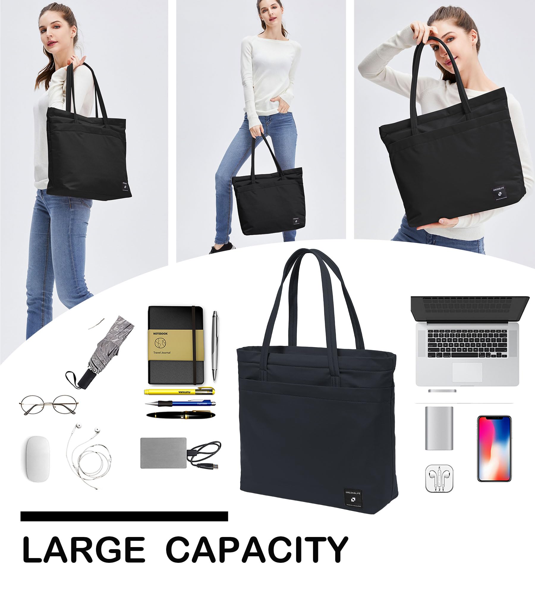 BASICPOWER Tote Bag for Women, Lightweight Shoulder Purse Laptop Work Gym Bag for Gym, Travel, Work