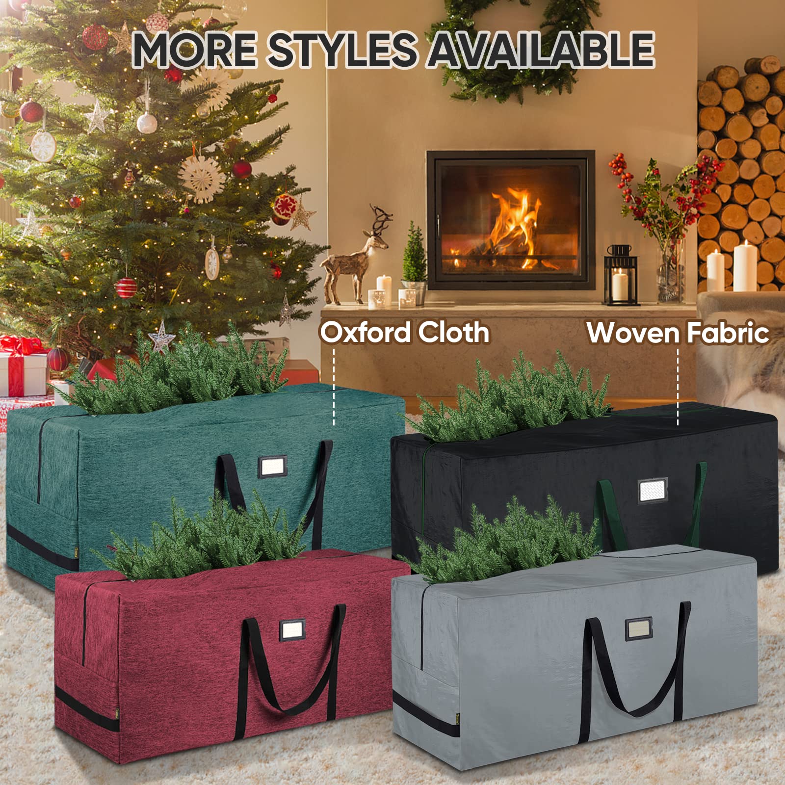 BALEINE 7.5 ft Christmas Tree Storage Bag, Heavy Duty Extra Large Artificial Christmas Tree Bag with Reinforced Handles and Dual Zippers Wide Opening (Black/Black, 7.5 ft)