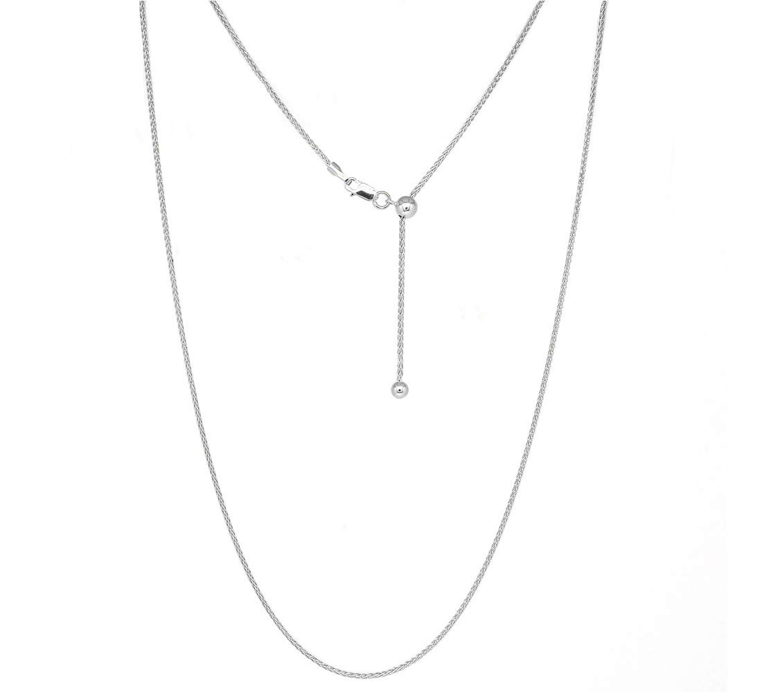 ARGENTO REALE Adjustable Wheat Chain Necklace, 925 Sterling Silver Necklace for Women, Bolo Necklace, Adjustable Chain For All Pendants