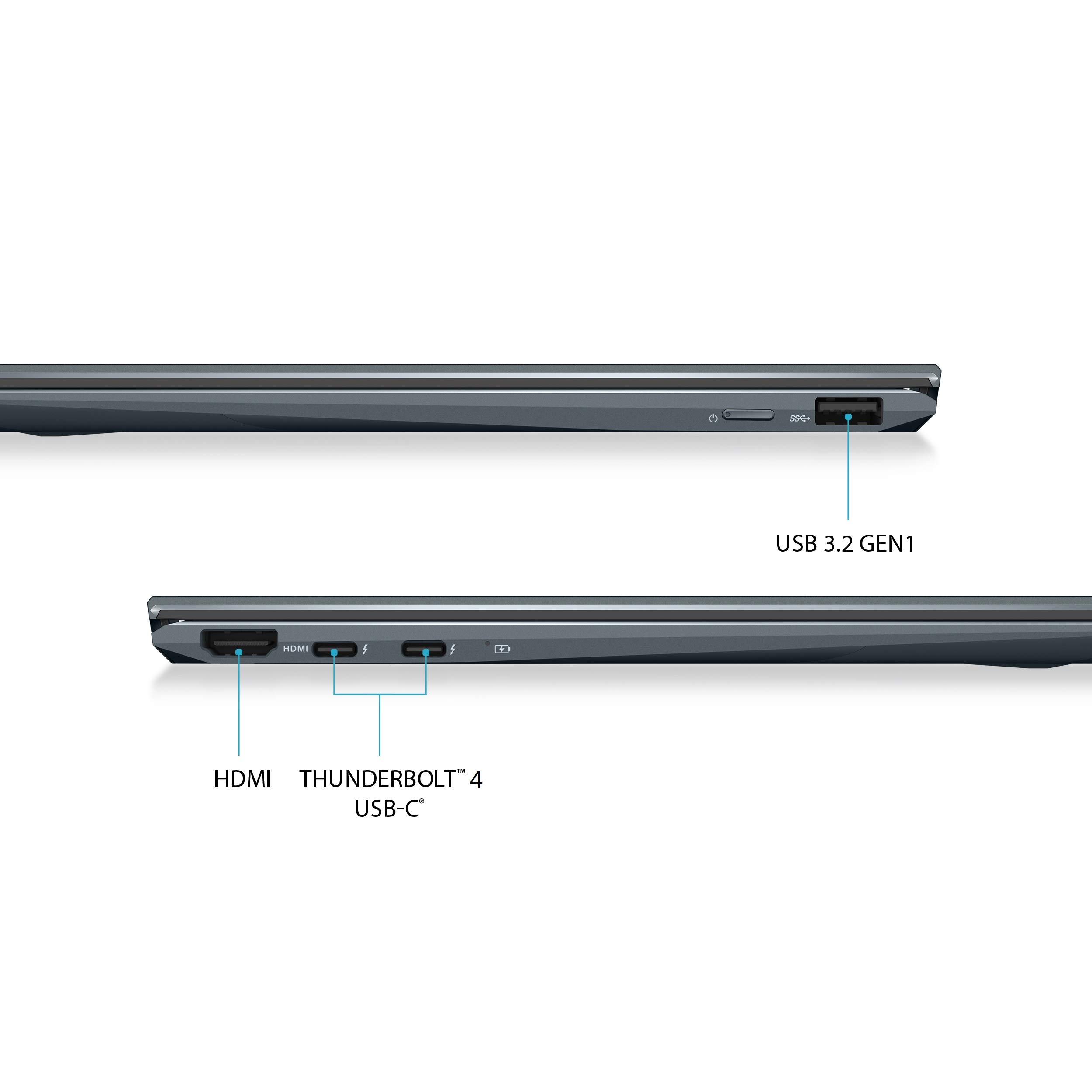 ASUS ZenBook Flip 13 OLED Ultra Slim Convertible Laptop, 13.3” OLED Touch, Intel Evo Platform Core i7-1165G7, 16GB RAM, 512GB SSD, Windows 10 Pro, AI Noise-Cancellation, Pine Grey, UX363EA-XB71T