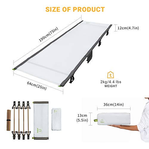 ATEPA AC3101_Dark Grey Folding Camping Cot, 75” × 25”× 4.7