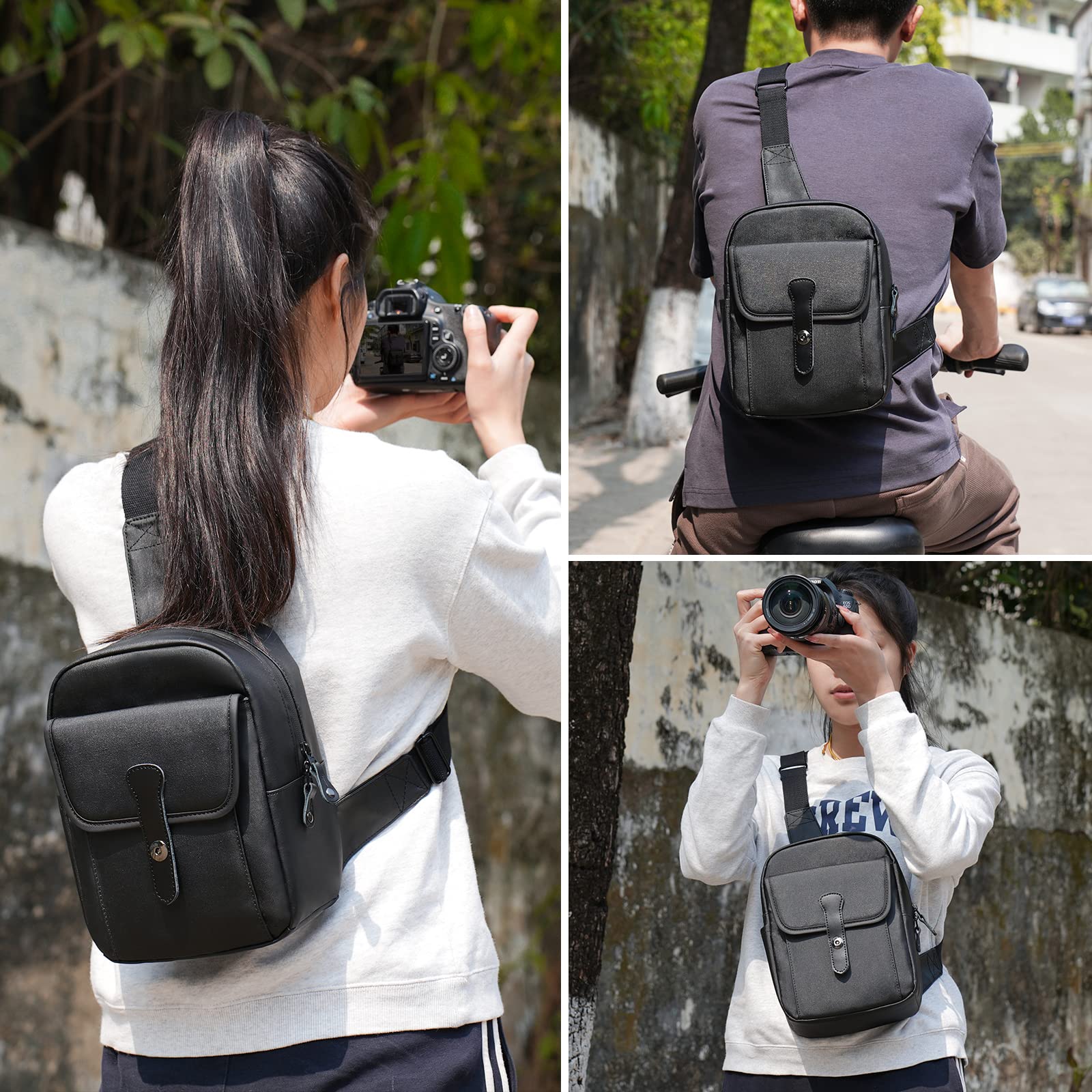 Besnfoto Camera Bag Small Sling Bag Backpack DSLR Mirrorless Camera Shoulder Crossbody Bag for Photographer Waterproof Compact Cute Photo Bag for Women Men