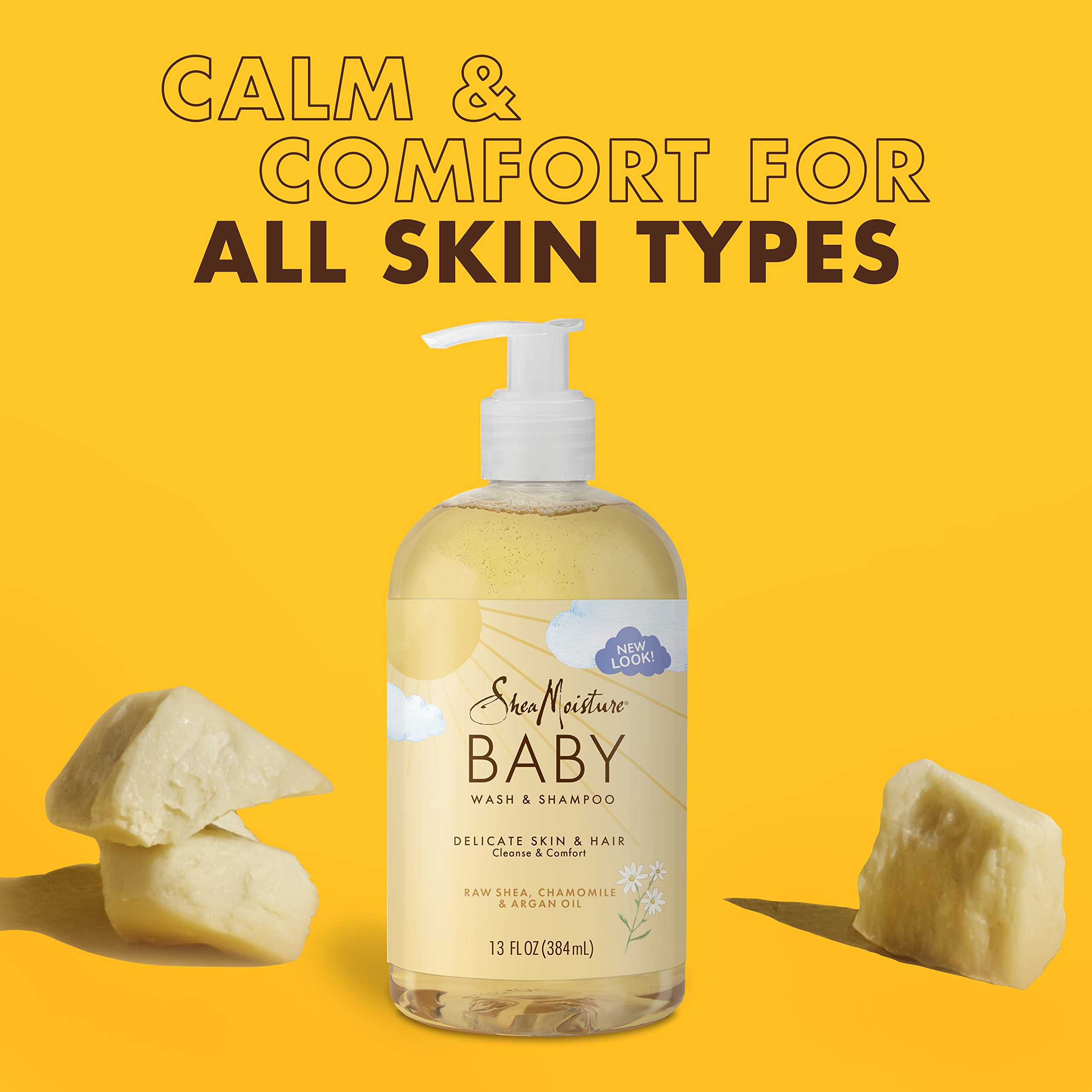 Shea Moisture Raw Shea Chamomile & Argan Oil Baby Wash & Shampoo, Gentle Cleansing, Frankincense & Myrrh, Calming & Comforting for Baby’s Soft Skin (Pack of 2 -13 Fl Oz Ea)