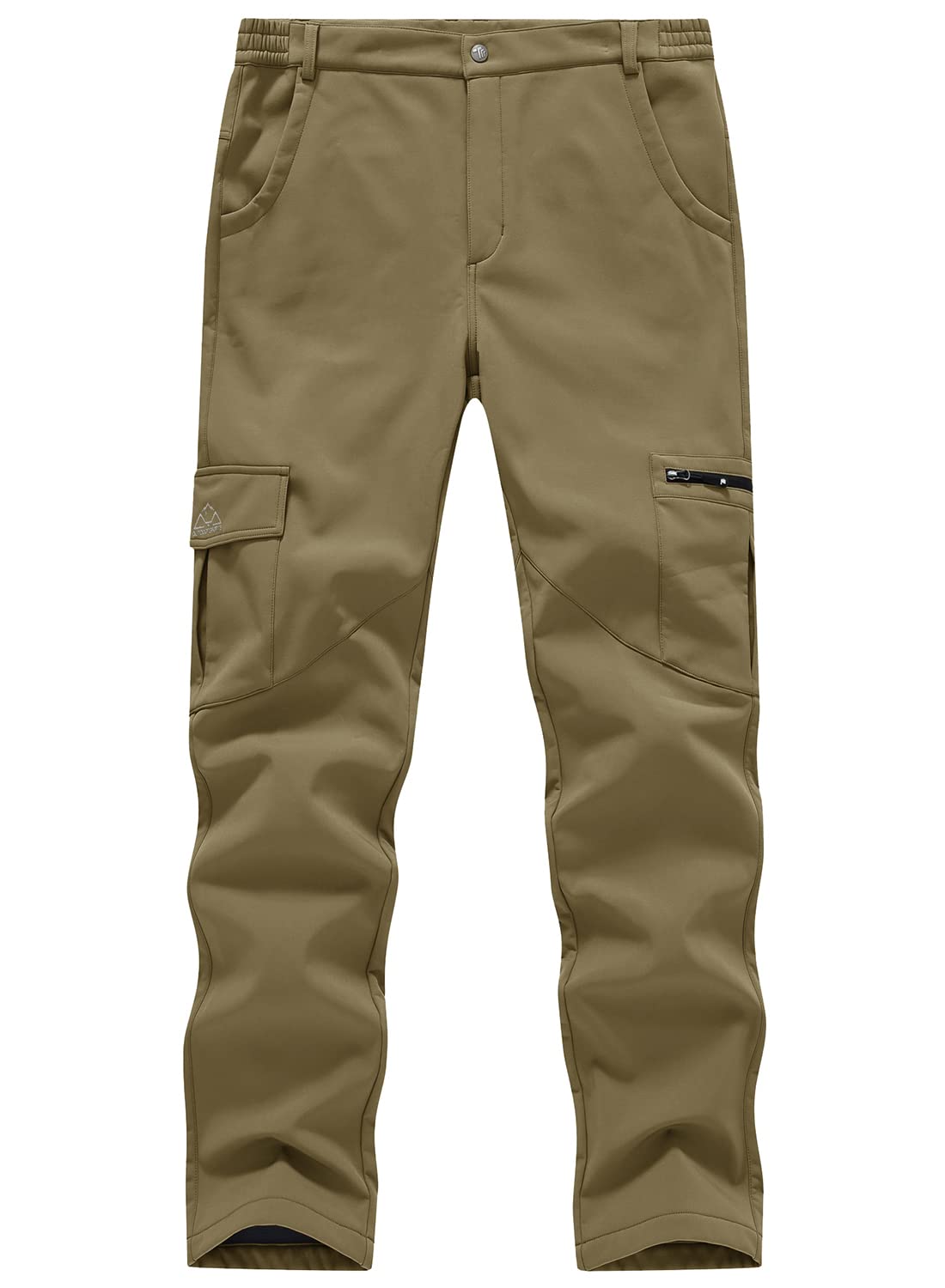 BGOWATU Women's Winter Hiking Pants Fleece Lined Waterproof Windproof Snow Insulated Pants with 6 Pockets Khaki L