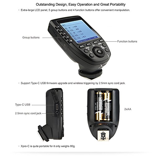 Godox Xpro-F for Fuji Fujifilm TTL Wireless Flash Trigger, 1/8000s HSS, TTL-Convert-Manual Function, Large Screen, 5 Dedicated Group Buttons, 11 Customizable Functions with Cleaning Kit