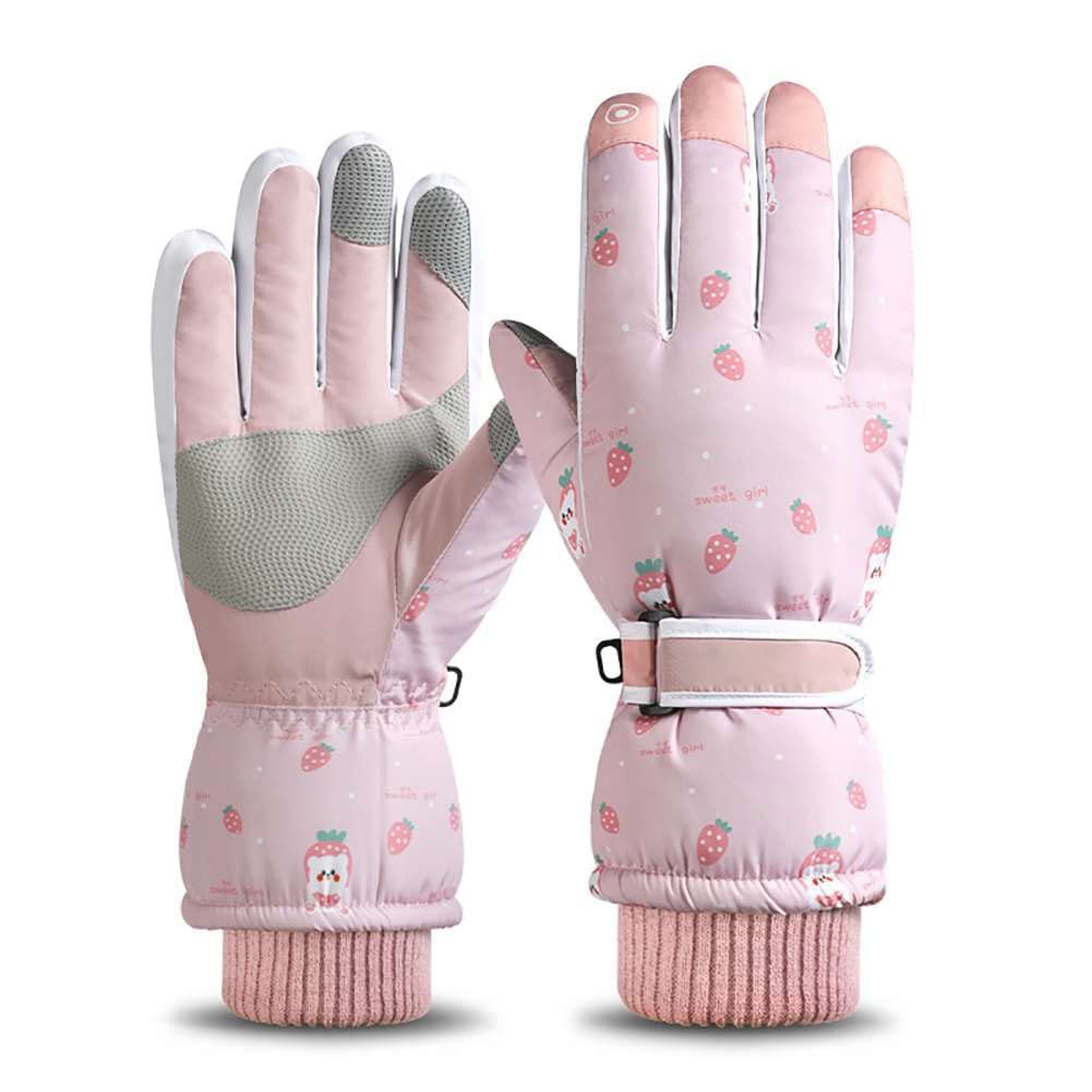 Balems Women's Ski Gloves Cute Waterproof Snowboarding Gloves Warm Touchscreen Mitten Gloves for Hiking Running Cycling Motorcycle