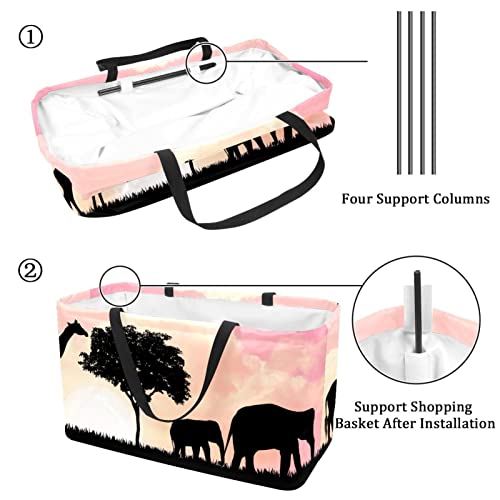 LORVIES Large Rectangular Baskets for Storage, Elephants Giraffe Nature Closet Storage Bins Organizing Baskets