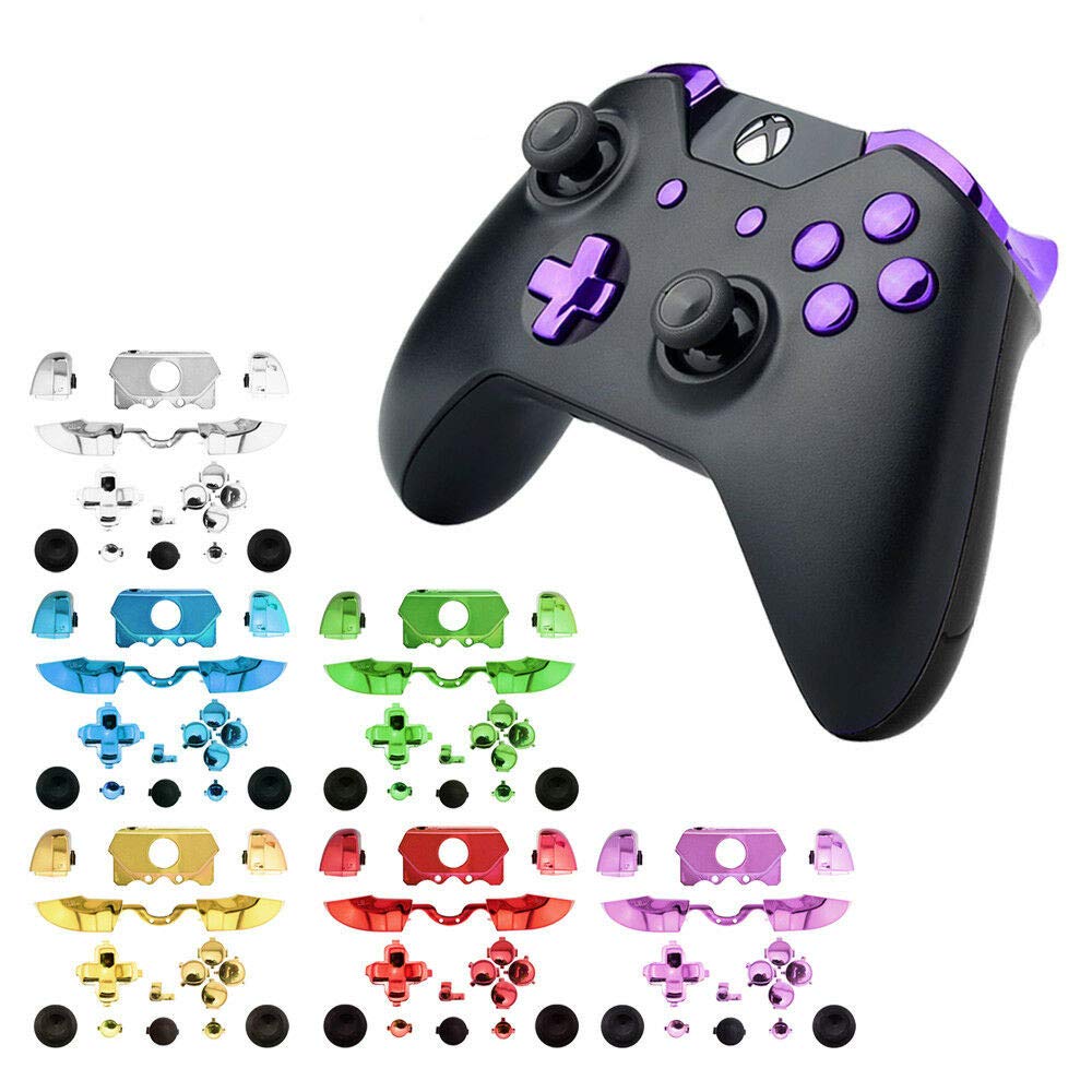 for Xbox One Elite Replacement Full Buttons Bumper Triggers T6 T8 Screwfor Xbox One Controller with 3.5mm Jack (Chrome Purple)