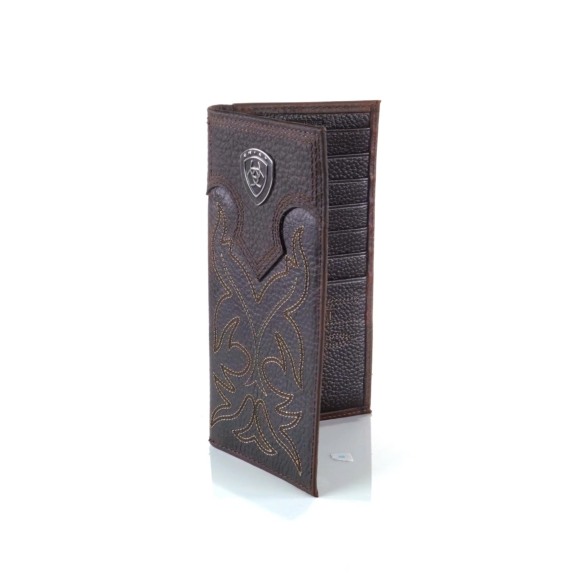 ARIAT Men's Boot-Embroidery Rodeo Tan Leather Wallet