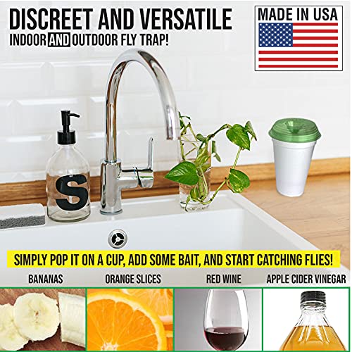 Billy-Bob Fly Lid - Turn Almost Any Cup Into A Fly Trap. Indoor and Outdoor Use - 3 Lids per Pack, 6 Lids Total