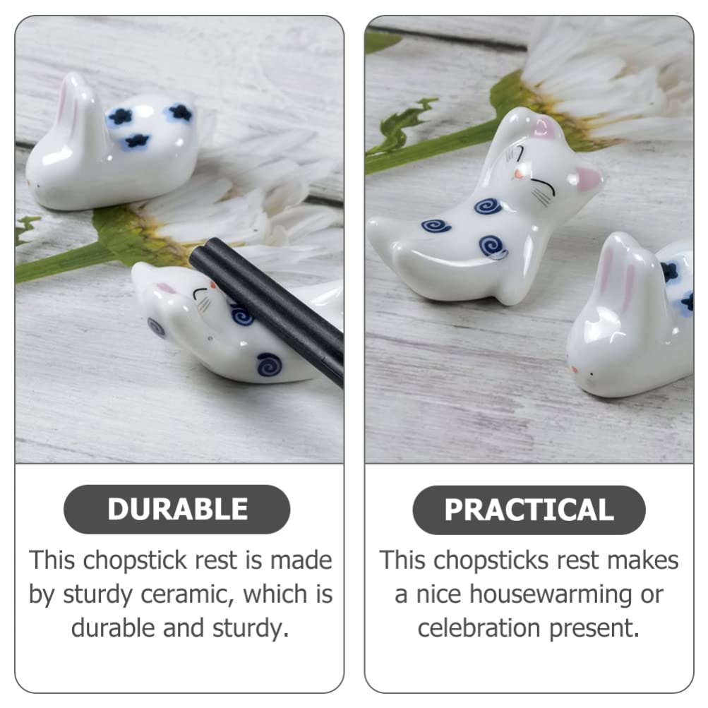 BESPORTBLE 3pcs Table Setting Chopstick Rest Rack Utensil Cutlery Pillow Rest for Chopsticks Easter Chopsticks Holder Miniature Cat Ceramic Rabbit Miniature Spoon Rest Cartoon Ceramics White