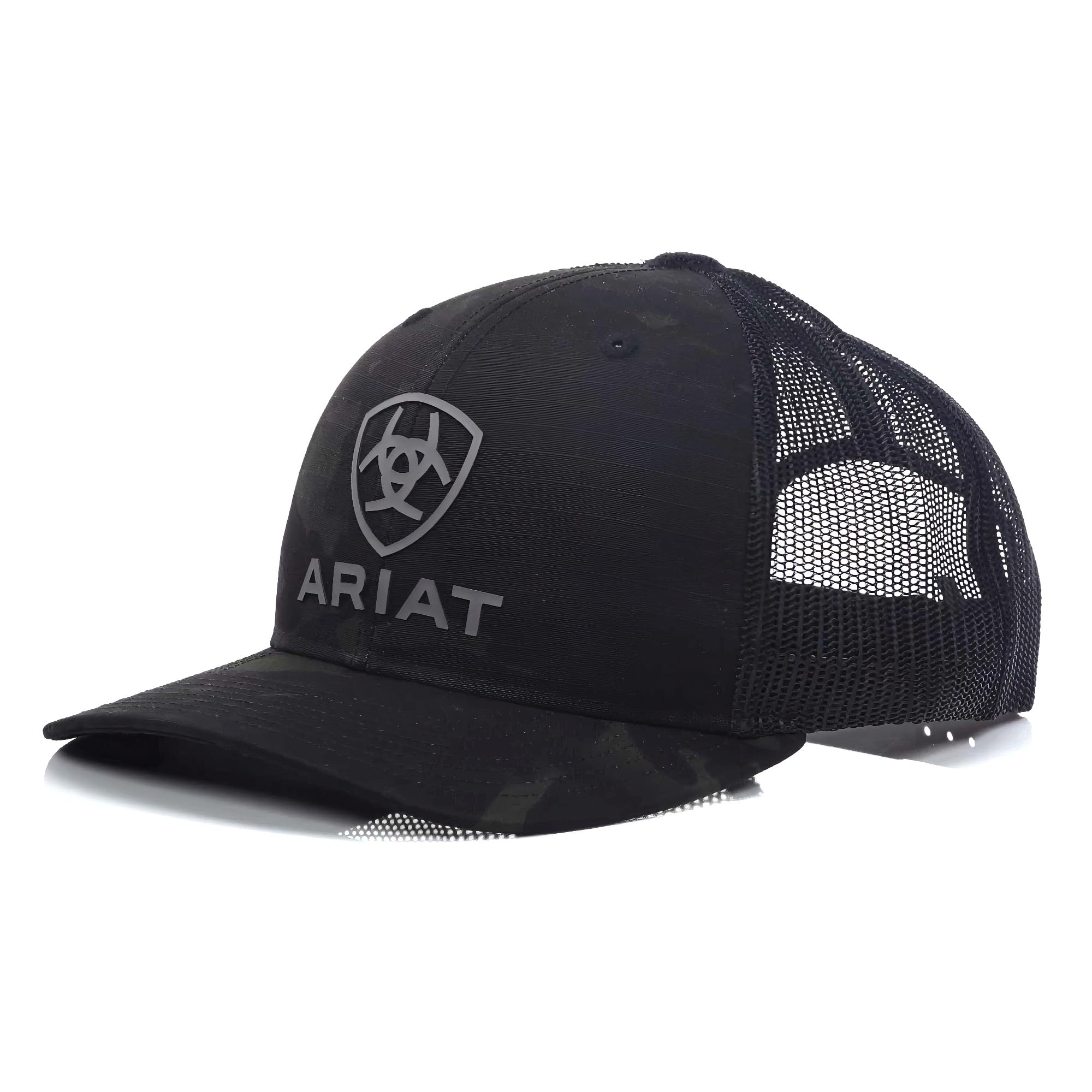 ARIAT Men's Embroidered Shield Logo Adjustable Snapback Mesh Hat Navy/White
