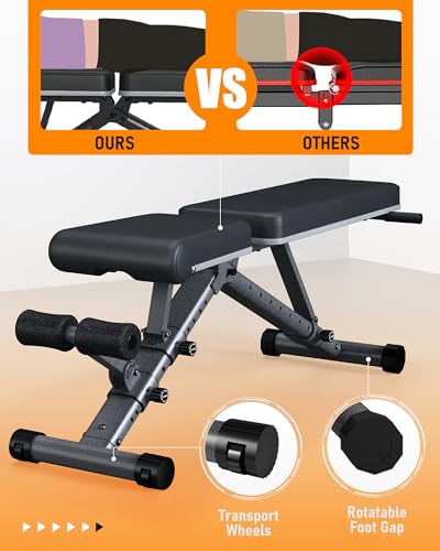 BARWING Adjustable Weight Bench 111, 800 LB Heavy Duty Incline Decline Bench for Home Gym, Easy Assembly Foldable Training Lifting Bench