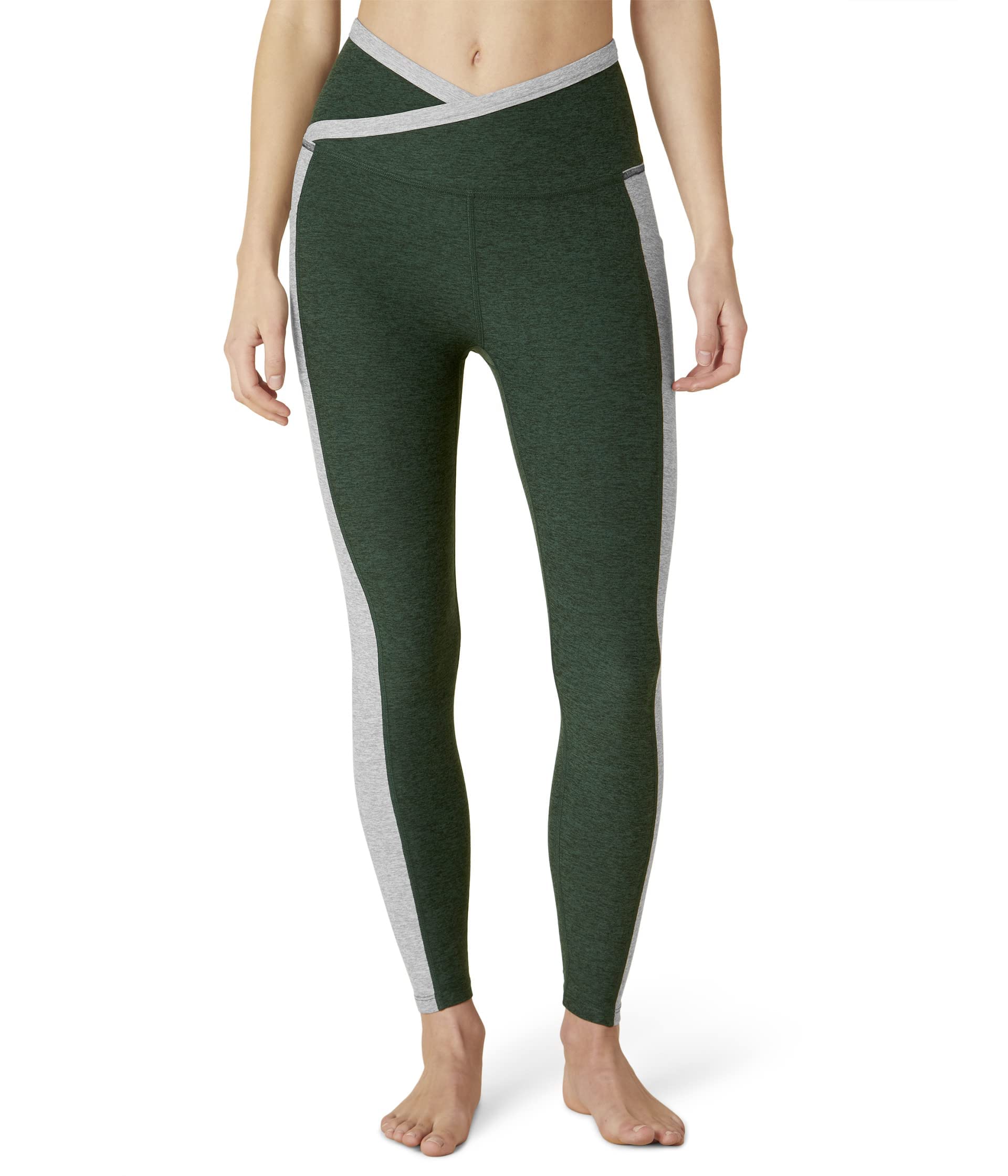 Beyond Yoga Spacedye On Block High Waisted Midi Leggings Forest Green/Silver Mist Color-Block MD (US Women's 6-8)