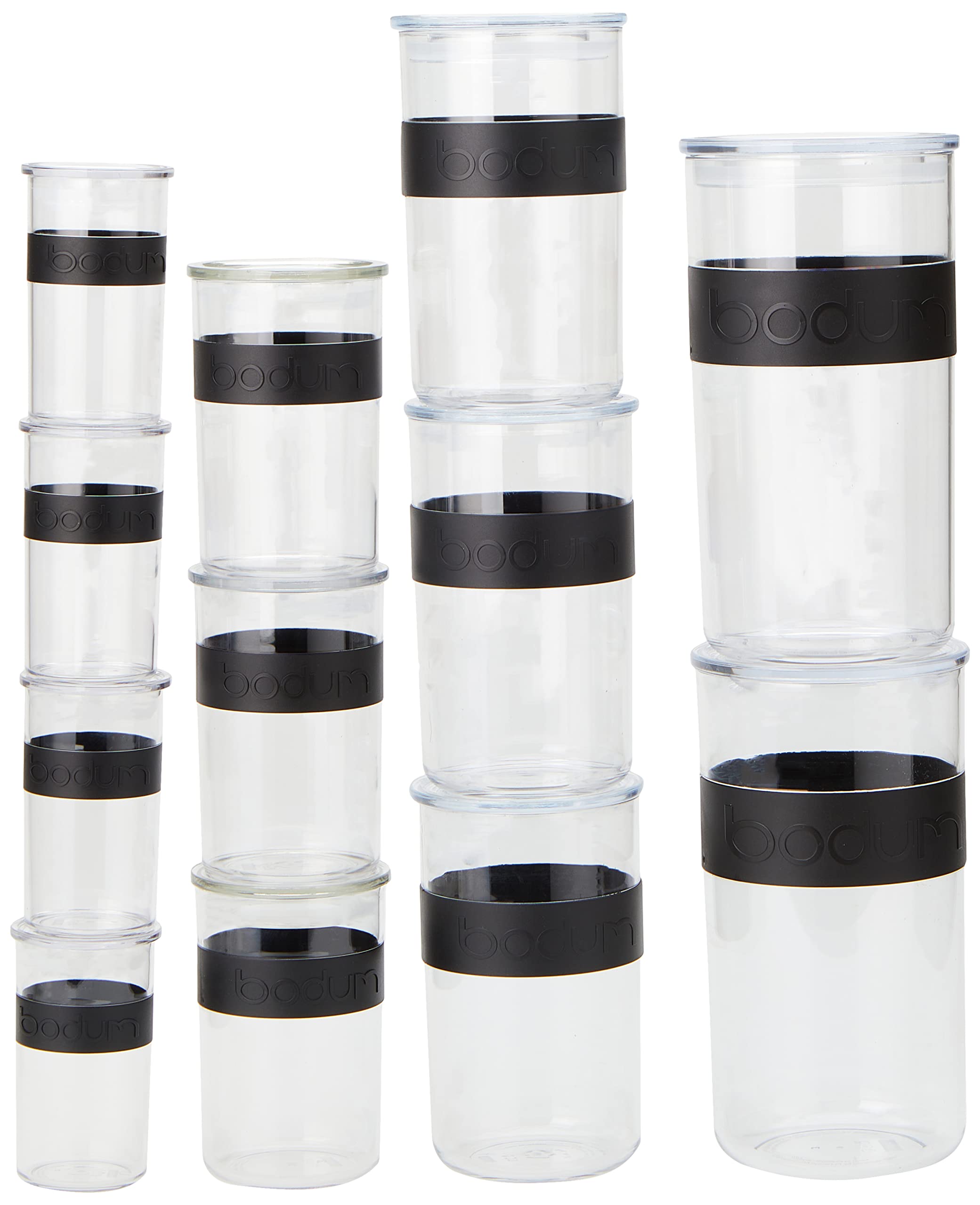 Bodum Presso Shatterproof Storage Jar 12 Piece Set, Black